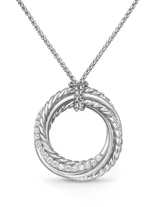 David Yurman Sterling Pavé Diamond Pendant Necklace