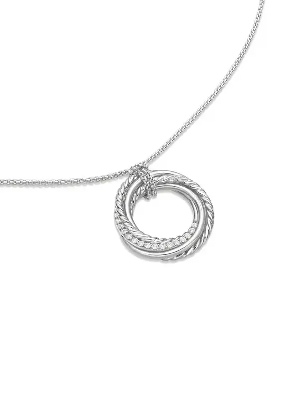David Yurman Sterling Pavé Diamond Pendant Necklace