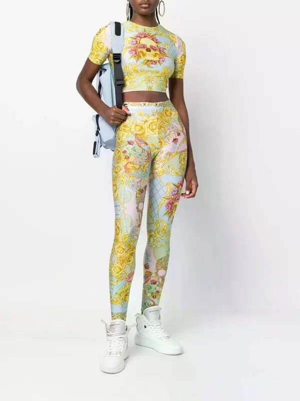 Philipp Plein Baroque-print High-waisted Leggings
