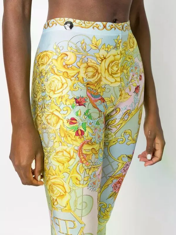 Philipp Plein Baroque-print High-waisted Leggings