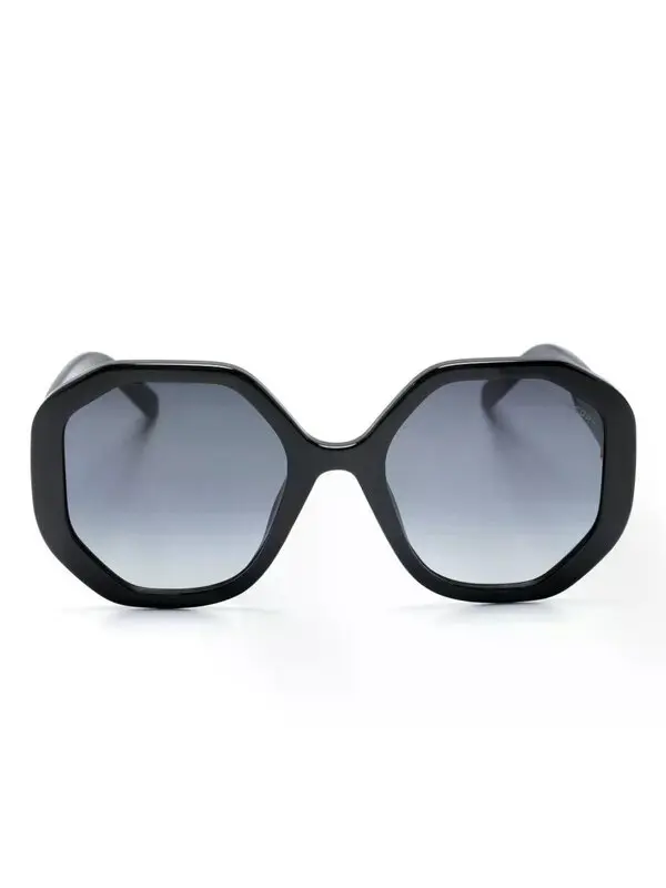 Marc Jacobs Embossed-logo Round-frame Sunglasses - Black
