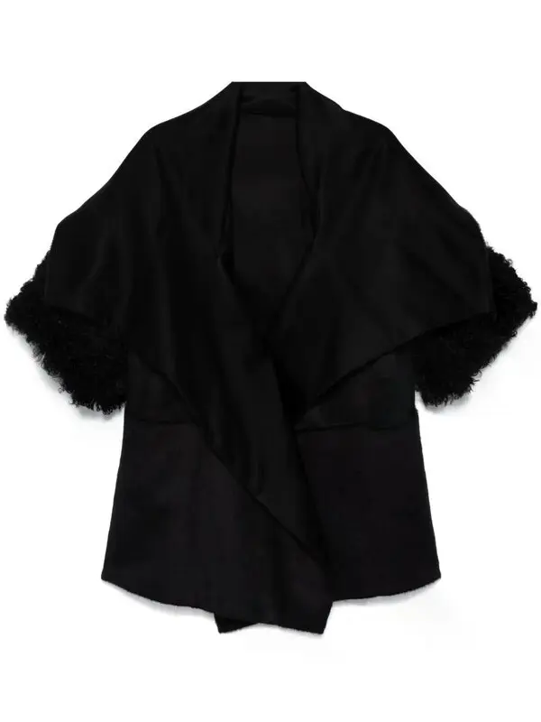 Alberta Ferretti Shearling-trim Alpaca Wool-blend Cape