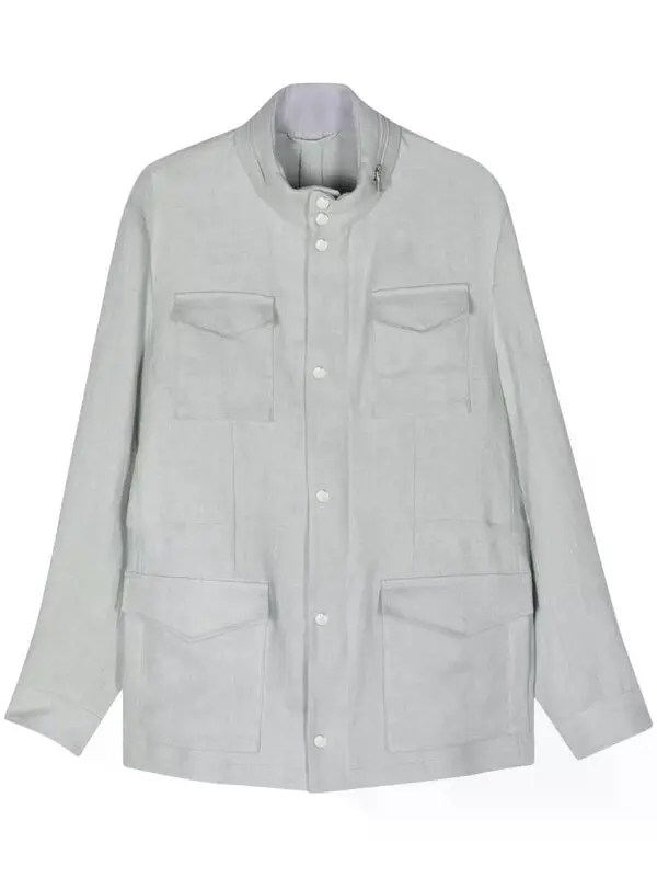 Eleventy Linen Field Jacket - Blue
