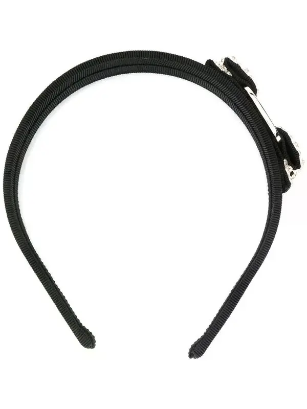 FERRAGAMO Crystal-embellished Vara Bow Headband - Black