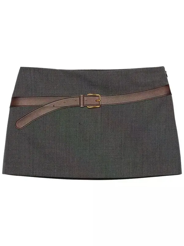 Prada 3d Printed Belted Mini Skirt