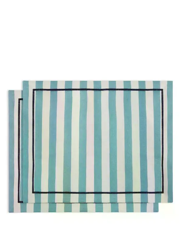 La DoubleJ Striped Linen Placemats - Blue