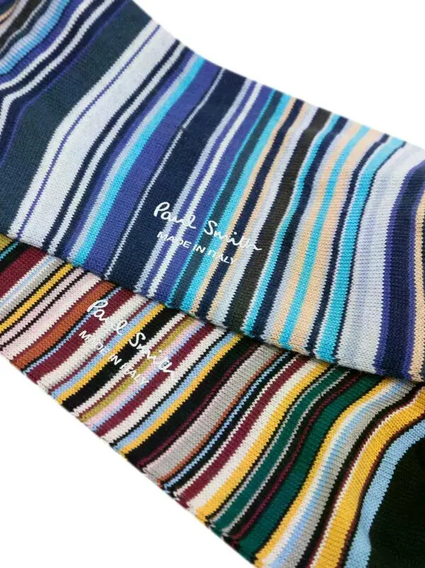 Paul Smith Two-pack Striped Cotton Socks