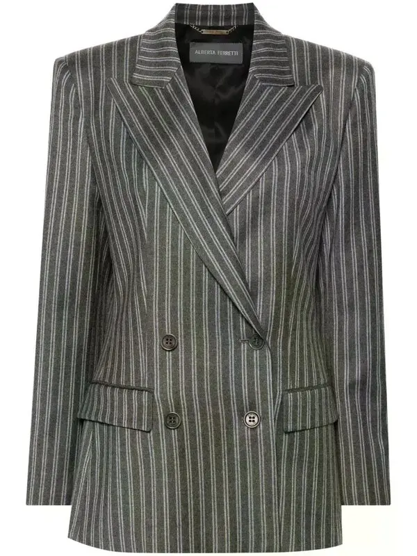 Alberta Ferretti Flannel Double-breasted Blazer