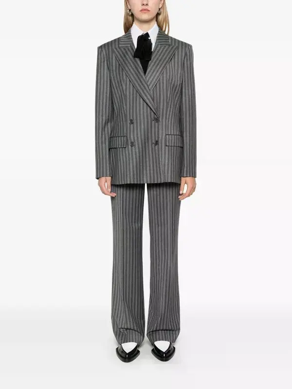 Alberta Ferretti Flannel Double-breasted Blazer