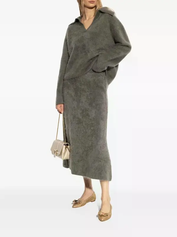 LISA YANG Asta Midi Skirt - Grey