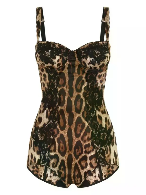 Dolce & Gabbana Leopard-print Balconette Bodysuit - Brown