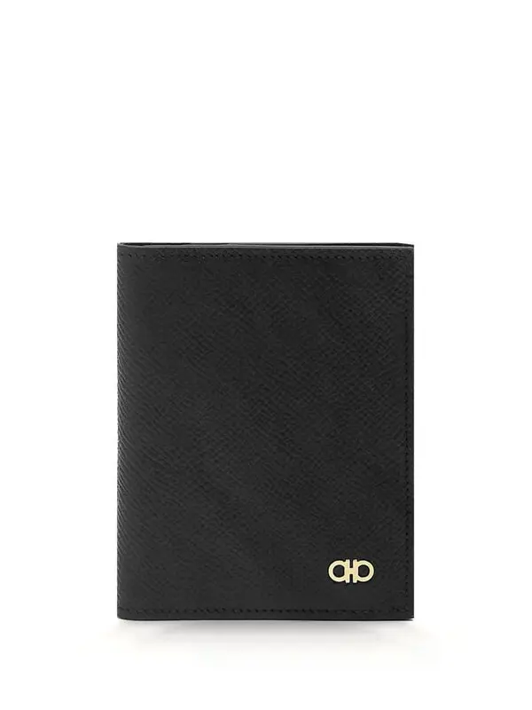 FERRAGAMO Gancini-plaque Leather Card Holder - Black