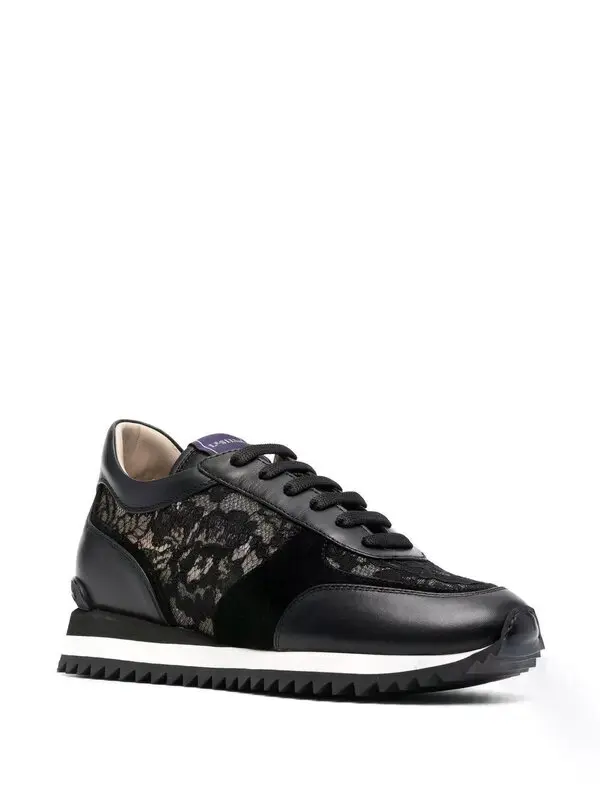 LE SILLA Lace-embellished Leather Sneakers - Black