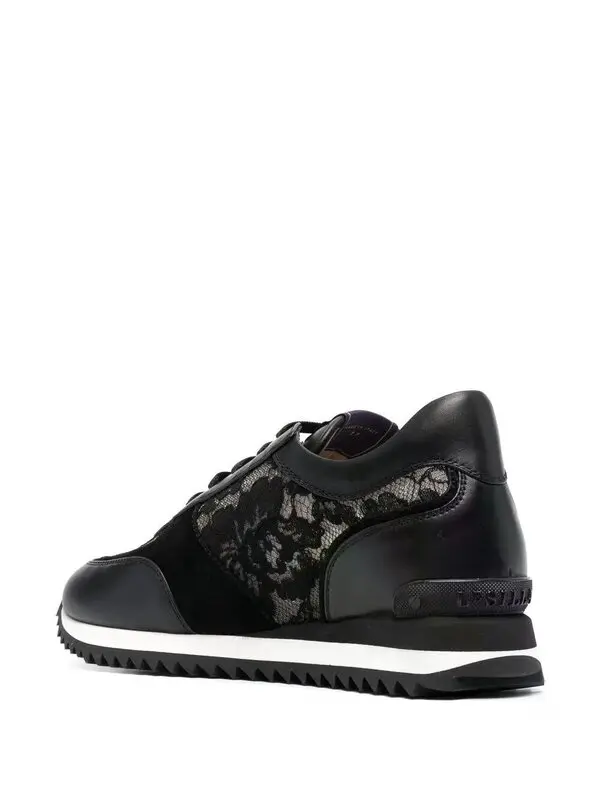 LE SILLA Lace-embellished Leather Sneakers - Black