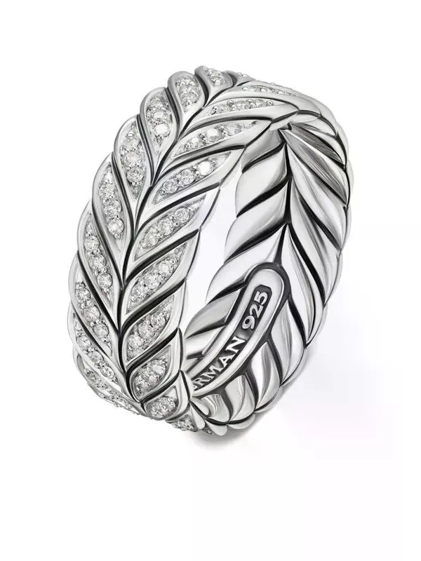 David Yurman Sterling Chevron Diamond Ring