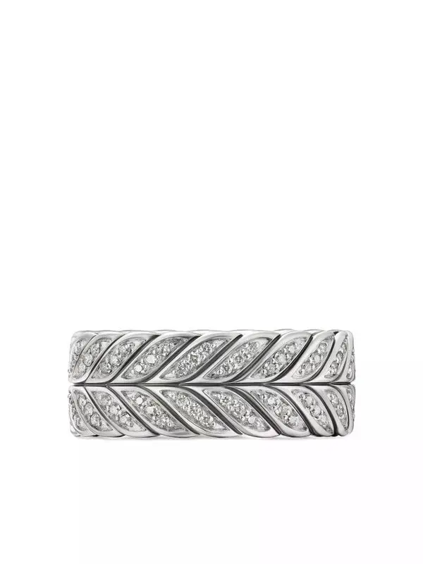 David Yurman Sterling Chevron Diamond Ring