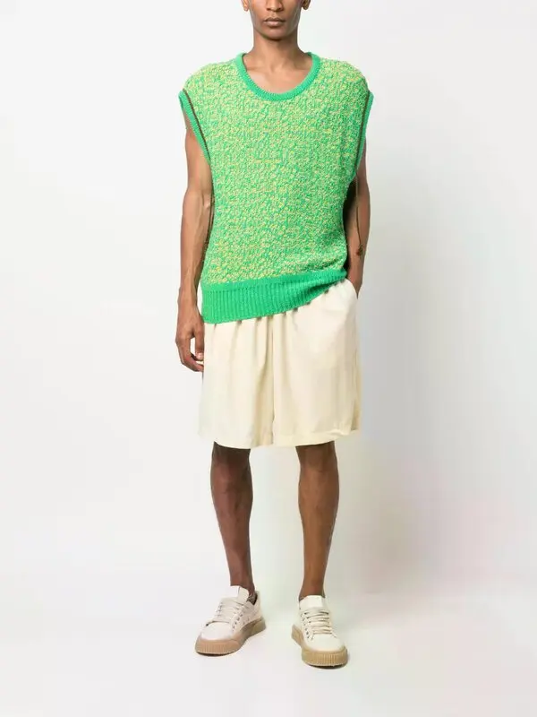 BONSAI Elasticated-waistband Wool Bermuda Shorts - Neutrals