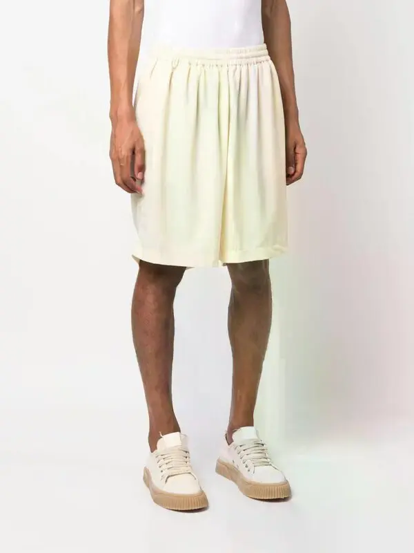 BONSAI Elasticated-waistband Wool Bermuda Shorts - Neutrals