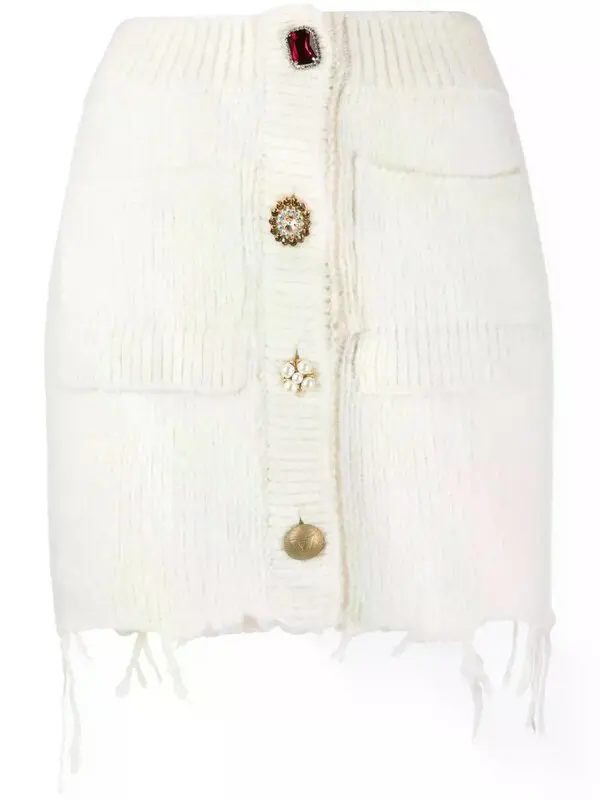 Vetements Rhinestone-embellished Knitted Miniskirt - White