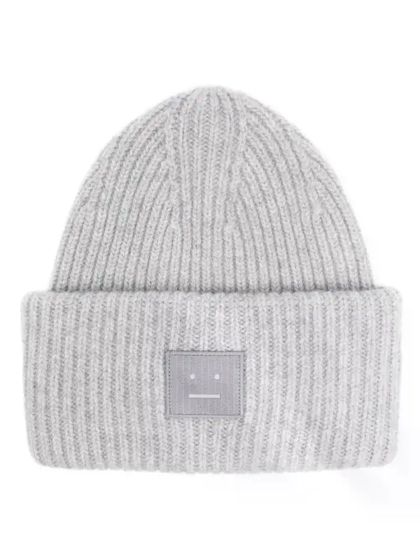Acne Studios Logo-appliqué Wool Beanie - Grey