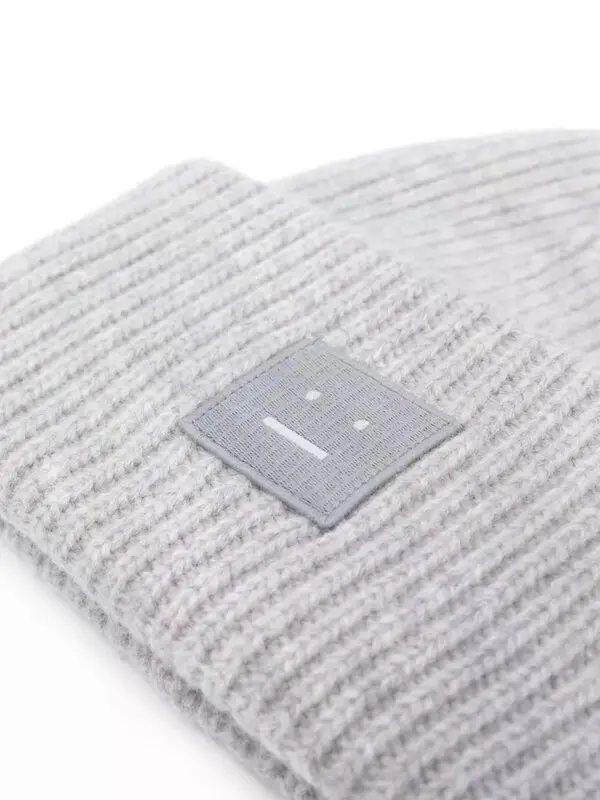 Acne Studios Logo-appliqué Wool Beanie - Grey