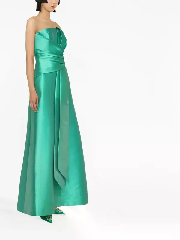 Alberta Ferretti Gathered-detail Strapless Gown