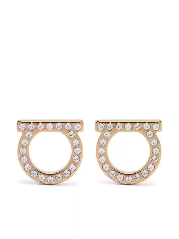 FERRAGAMO Gancini Crystal-embellished -tone Earrings - Gold