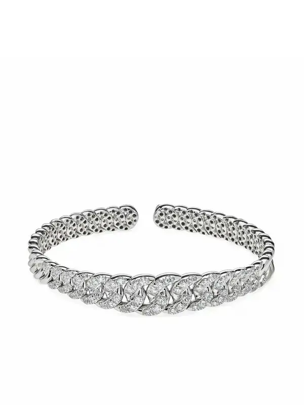 JEWELS AFICIONADO 18kt White Gold Diamond Cuff Bracelet - Silver