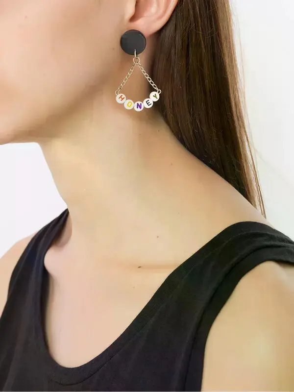 AMIR SLAMA Letter And Bee Charm Drop Earrings