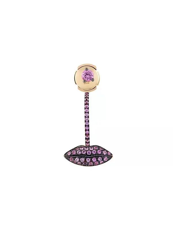 Delfina Delettrez 18kt Gold Lips Piercing Sapphire Earring - Metallic