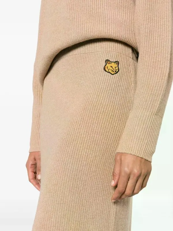 Maison Kitsuné Fox-patch Ribbed-knit Skirt