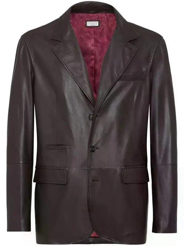 Brunello Cucinelli Single-breasted Leather Blazer