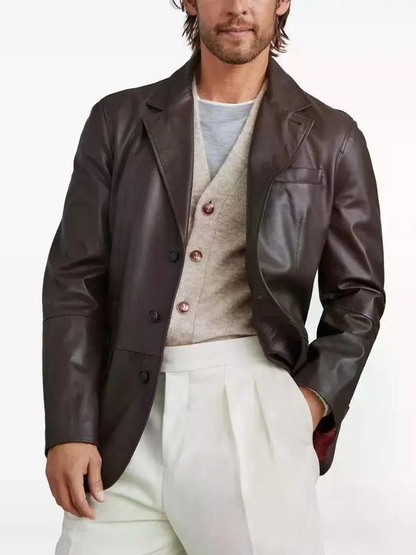 Brunello Cucinelli Single-breasted Leather Blazer