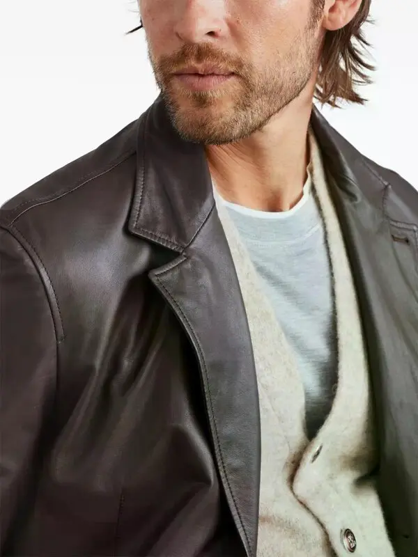 Brunello Cucinelli Single-breasted Leather Blazer