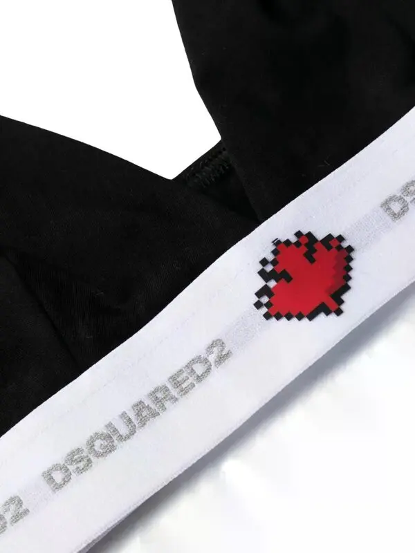 Dsquared2 Leaf-print Logo-waistband Bra