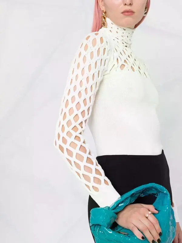 Valentino Garavani Open-knit Roll-neck Top