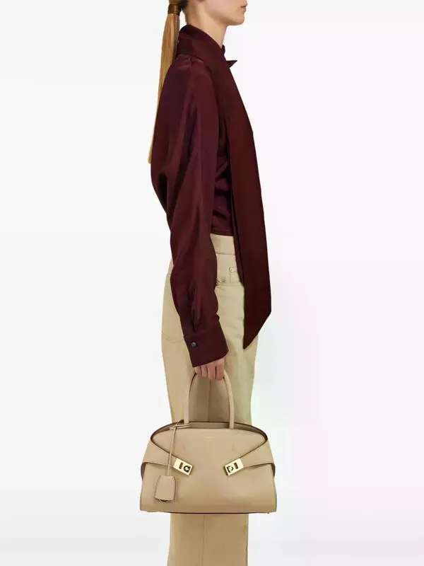 FERRAGAMO Medium Hammered Calfskin Tote Bag