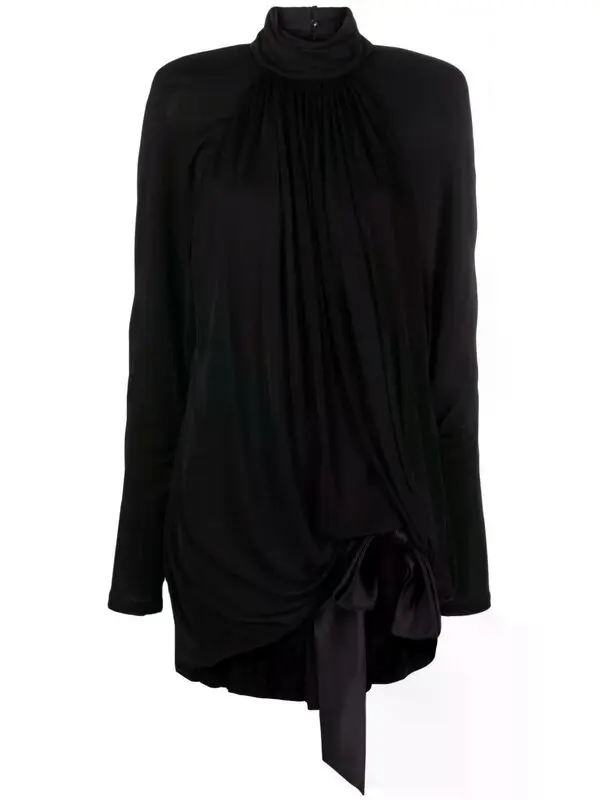 Saint Laurent High-neck Draped Minidress