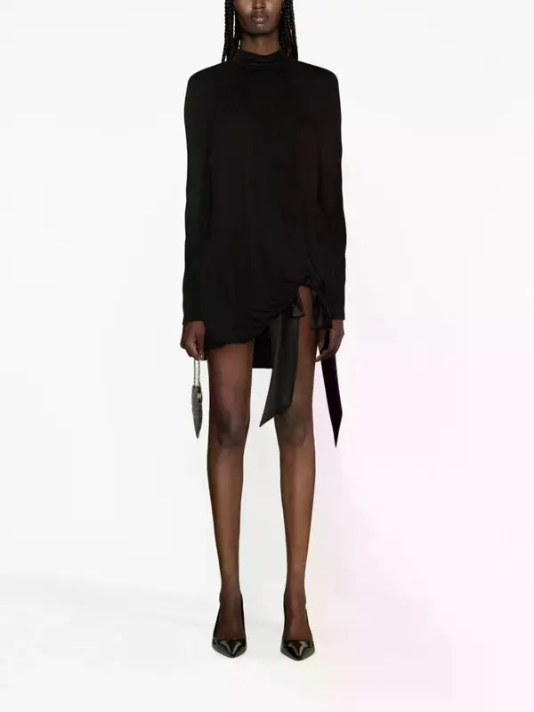 Saint Laurent High-neck Draped Minidress