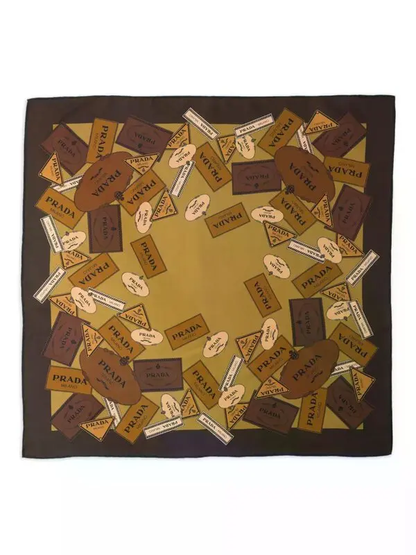 Prada Heritage-print Twill Scarf - Brown