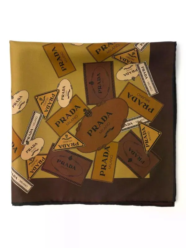 Prada Heritage-print Twill Scarf - Brown