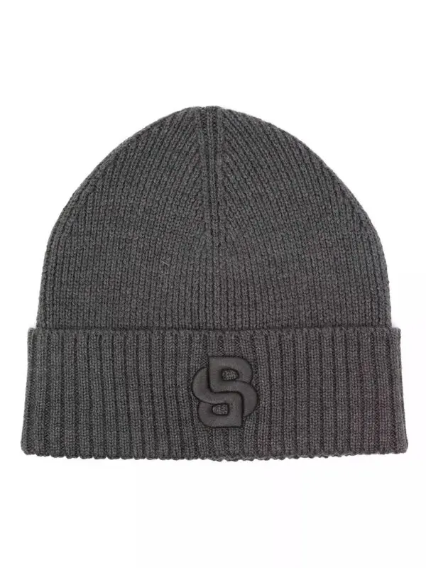 BOSS Logo-embroidered Beanie - Grey