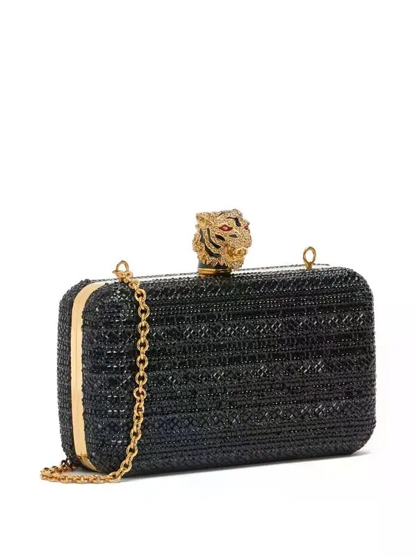 Roberto Cavalli Tiger Beaded Box Clutch Bag