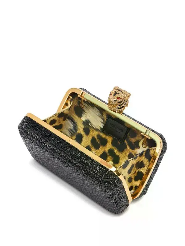 Roberto Cavalli Tiger Beaded Box Clutch Bag