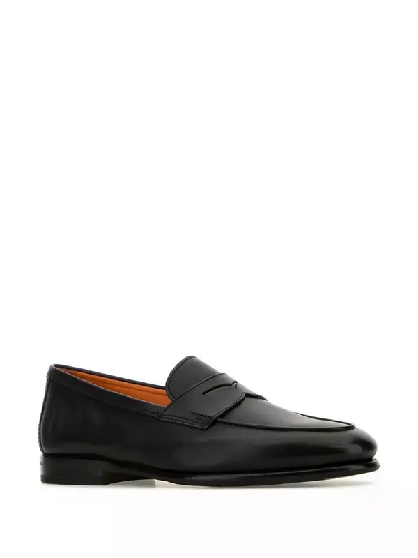 Santoni Carlos Leather Loafers - Black