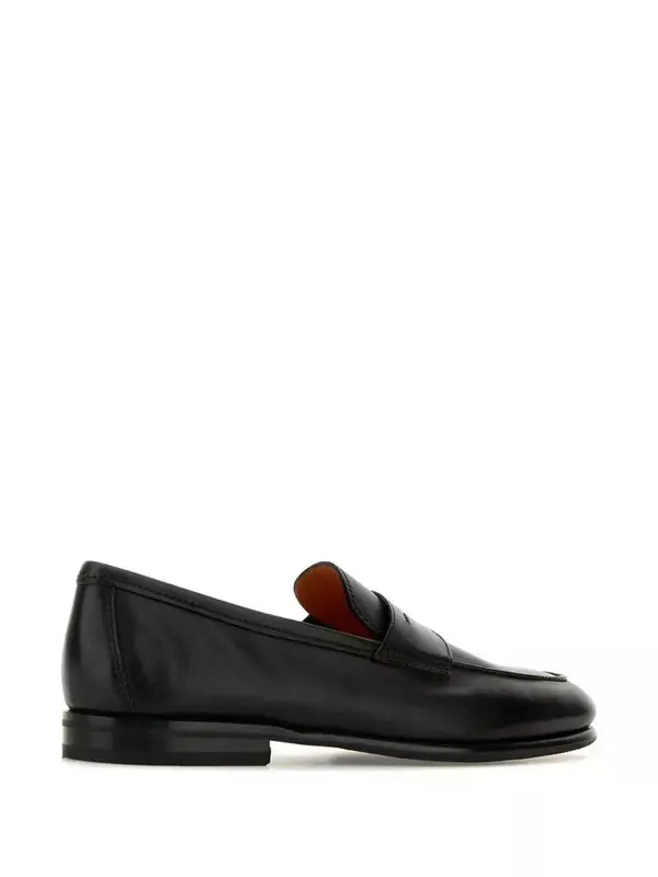 Santoni Carlos Leather Loafers - Black
