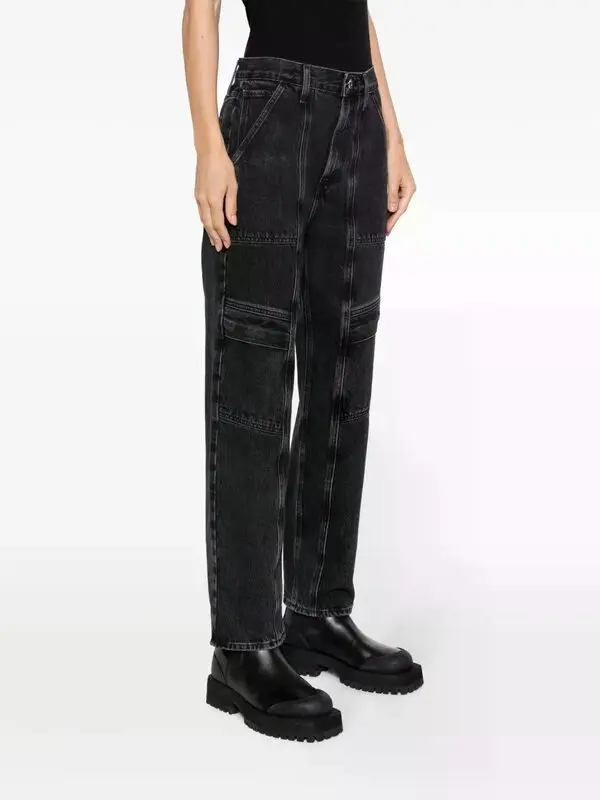 AGOLDE Cooper Cargo Straight Jeans - Black