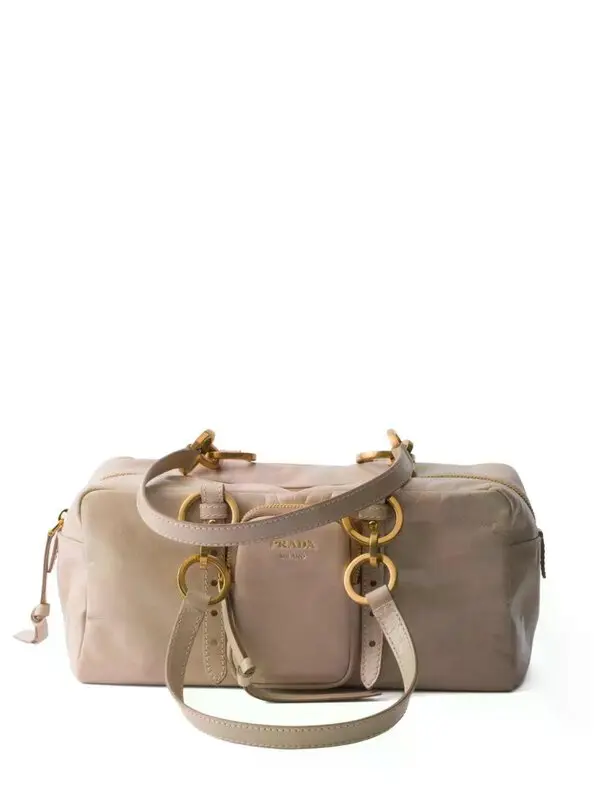 Prada Dangle Leather Tote Bag - Neutrals