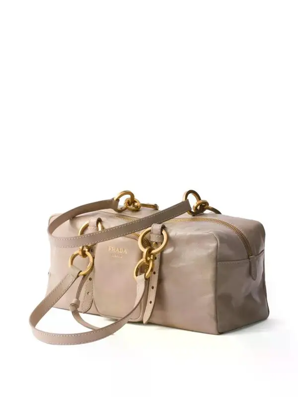 Prada Dangle Leather Tote Bag - Neutrals