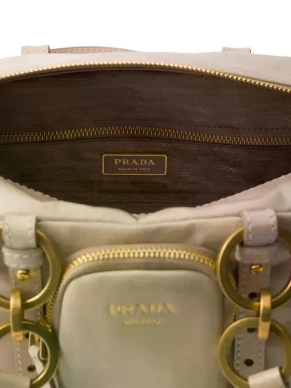 Prada Dangle Leather Tote Bag - Neutrals
